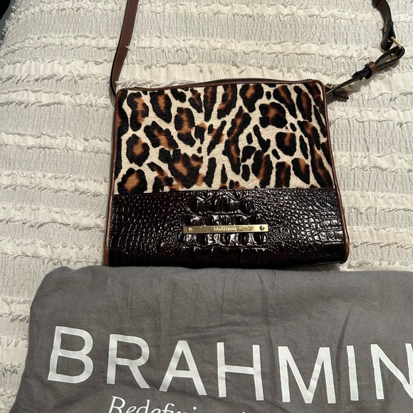 Brahmin | Bags | Brahmin Leopard Print And Brown Crossbody Bag | Poshmark